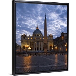"Italy, Rome, Vatican City, St. Peter's Basilica illuminated at dusk ...