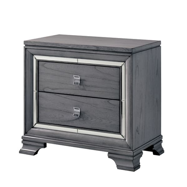 Taia Contemporary Grey 2-Drawer Solid Wood Nightstand by Furniture of America - Bed Bath ...