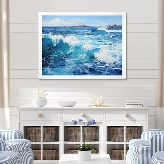 Designart "Ocean Sapphire Infinity IV" Landscapes Framed Wall Art ...