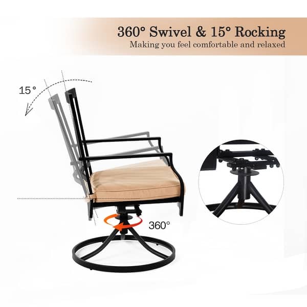 Outdoor Swivel Chairs Set of 6 Patio Metal Dining Rocker Chair with ...