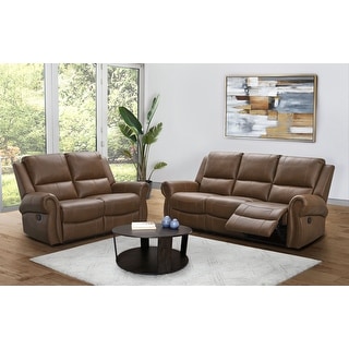 Abbyson Winston 2 Piece Manual Reclining Sofa and Loveseat Set - Bed ...