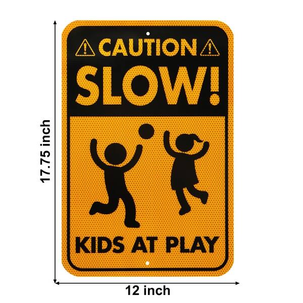 Joyin 17.75 in. Slow Down Kids Playing Reflective Aluminum Safety Sign ...