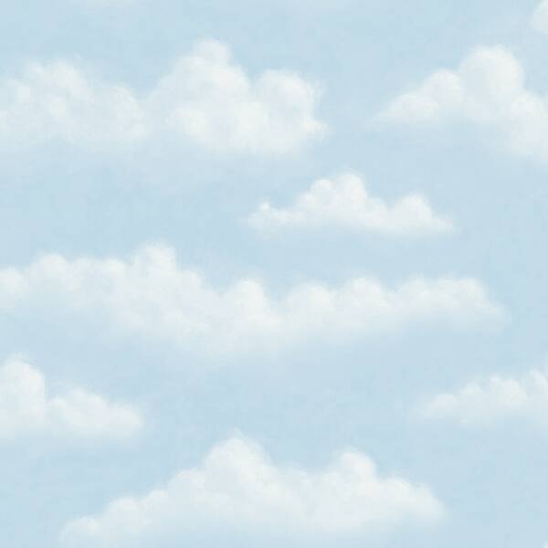 Chesapeake Fluff Blue Faux Puffy Clouds Wallpaper - 20.5in x 396in x 0 ...
