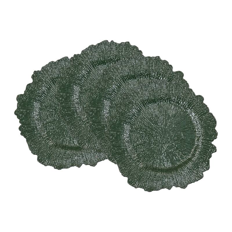Scalloped Decorative Charger Plates (Set of 4) - Textured Round Table ...