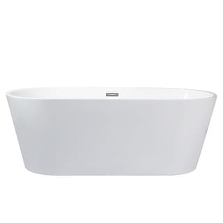 Melina 59 in. Freestanding Acrylic Flatbottom Soaking Bathtub in White ...