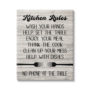 Stupell Rustic Kitchen Rules Canvas Wall Art Design by Martina Pavlova ...