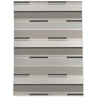 RETRO COLOR BLOCK STRIPE BEIGE AND GREY Outdoor Rug by, Becky Bailey ...