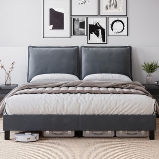 Removable Pillow Back Bed Frame with Upholstered Headboard - Bed Bath ...