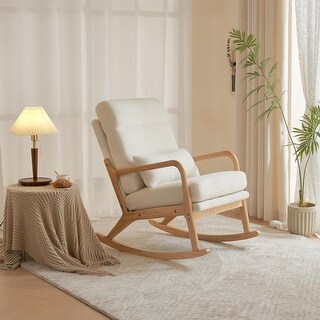 Upholstered Rocking Chair Single Sofa Accent Rocker Lounge White - 25. ...