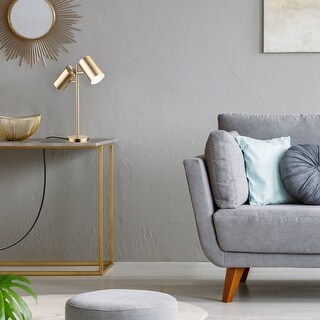 Pratt 20" 2-Light Matte Brass Desk Lamp with Rotary Switch on Shades ...