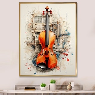 Designart "Diagrammatic Drawing Of A Music Instrument" Music Framed ...