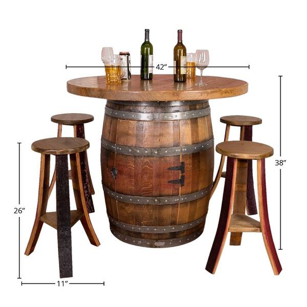 Wine Barrel Designs 4-Person Barrel Bar Set with Storage - Bed Bath ...