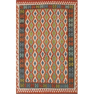 Flatweave Kilim Rug Reversible Multi-Color Wool Carpet - 5'7"x8'4 ...