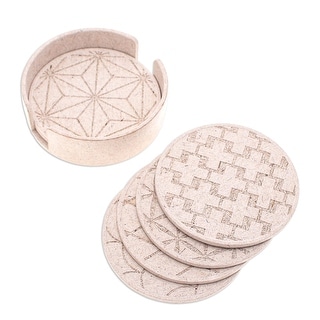 Novica Handmade Ivory Ideas Recycled Rice Husk Bio-Composite Coasters ...