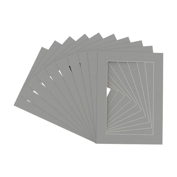 Pack of TEN 10x12 Mats Bevel Cut for 8x10 Photos - Acid Free Mid Grey ...