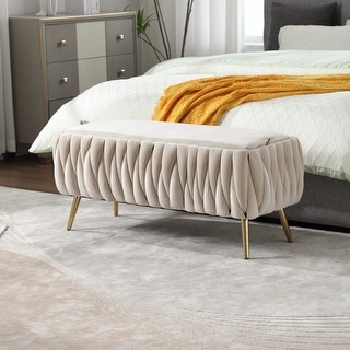 Upholstered Fabric Storage Bench with Safety Hinge - Bed Bath & Beyond ...