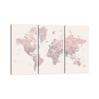 iCanvas "Detailed World Map, Madelia, In Dusty Pink, Grey And Cream" by ...
