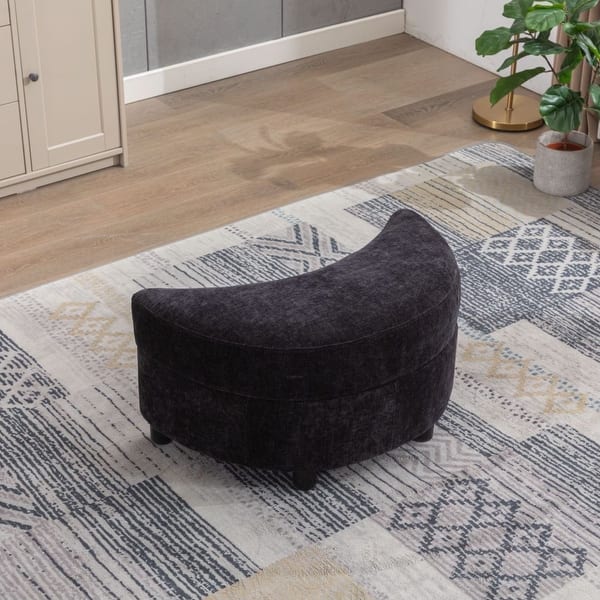 Modern Black Half Moon Shape Storage Bench Ottoman Living Room Bedroom ...