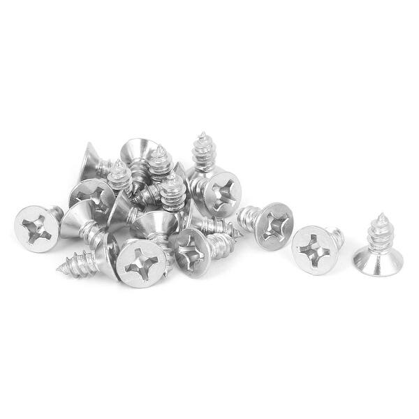 316 Stainless Steel Flat Head Phillips Self Tapping Screws Bolts 20pcs - Silver Tone - Bed Bath ...