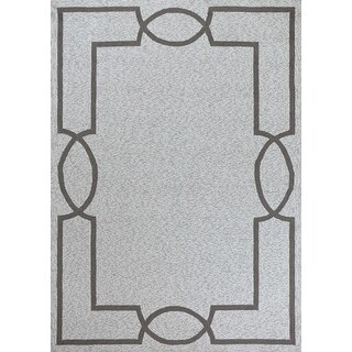 2'x3' Ivory Hand Hooked UV Treated Bordered Indoor Outdoor Accent Rug ...