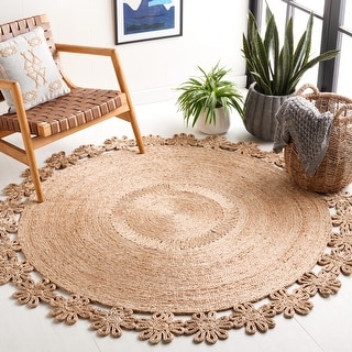 SAFAVIEH Natural Fiber Vanushka French Country Round Jute Rug - Bed ...