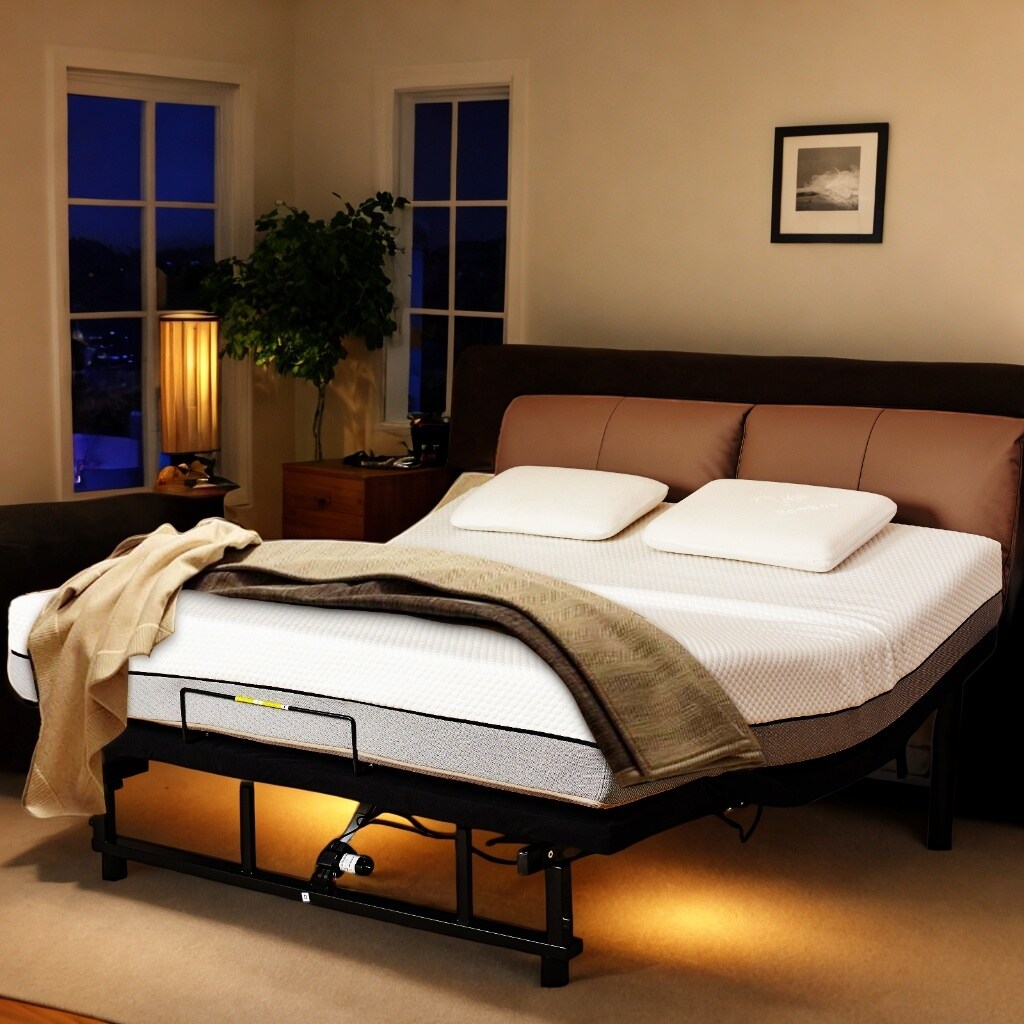 Adjustable bed frame with lights underneath store