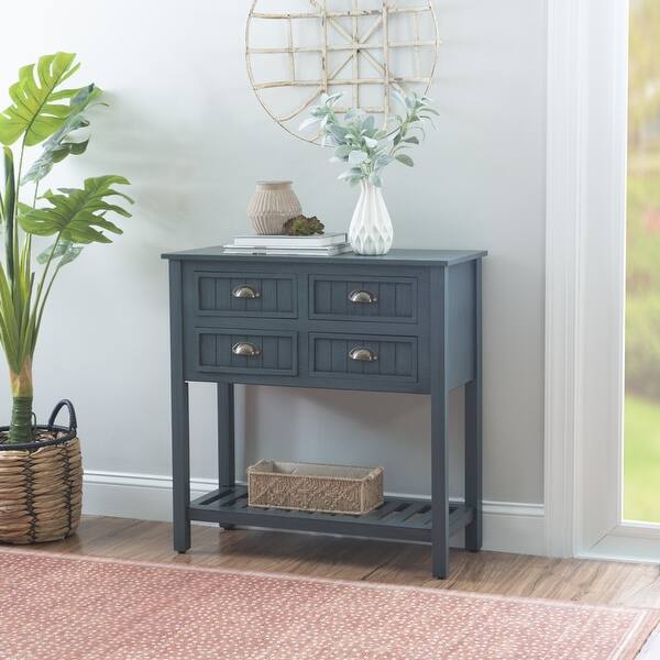 Crestway Antique Blue Solid Wood Entryway Console Table - Bed Bath ...