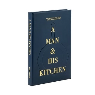 Graphic Image A Man & His Kitchen Coffee Table Book, Leather, Navy ...