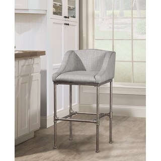 Dillon Industrial Silver Metal Upholstered Bar Height Stool, Gray - Bed ...