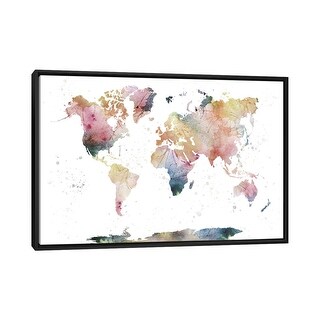 iCanvas "World Map Nature Watercolor" by WallDecorAddict Framed - Bed ...