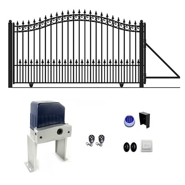 ALEKO Yard Steel Single Sliding 16 ft Driveway Gate Prague Style with ...