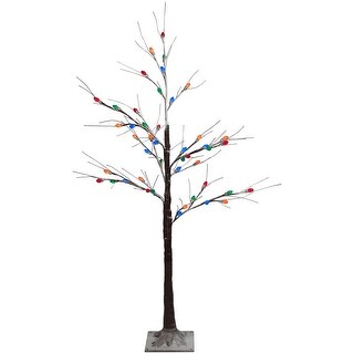 LED Lighted Frosted Christmas Twig Tree - 4' - Brown - Multi-Color ...