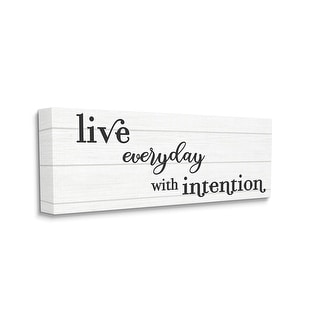 Stupell Everyday with Intention Phrase Minimal Black White Text Canvas ...