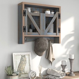 DH BASIC Farmhouse Blue Entryway Wall Organizer with Hooks by Denhour ...