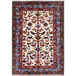 Shahbanu Rugs Swiss Coffee White Hand Knotted Vibrant Wool Turkish Knot ...