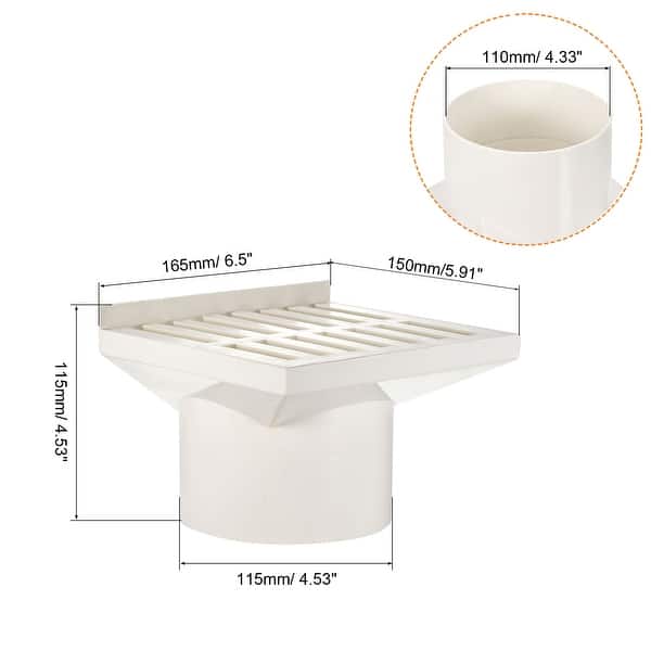110mm ID PVC Floor Drain Side Outlet Wall Grid Cover Strainer White ...