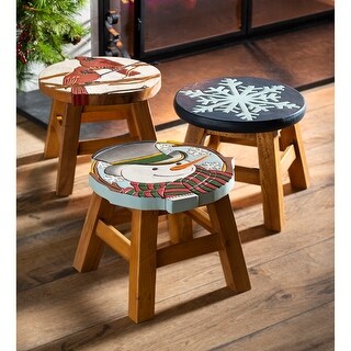 10 in. Hand-Carved Acacia Wood Holiday Footstool - Bed Bath & Beyond ...