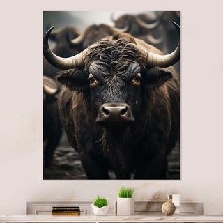 Designart "Brown Buffalo Whispers Of The" Animals Bison Metal Wall ...