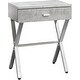 Modern Grey Cement Night Stand Accent Table with Chrome Legs and ...