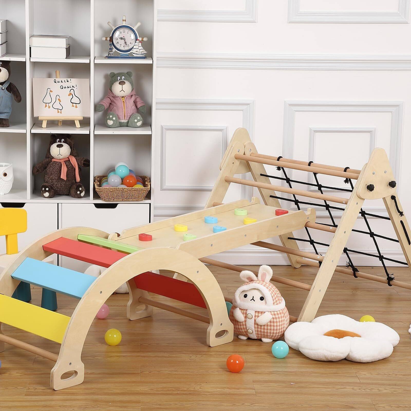 Indoor Foldable Gym Playset,Large Triangle Set with Sliding Ramp ...