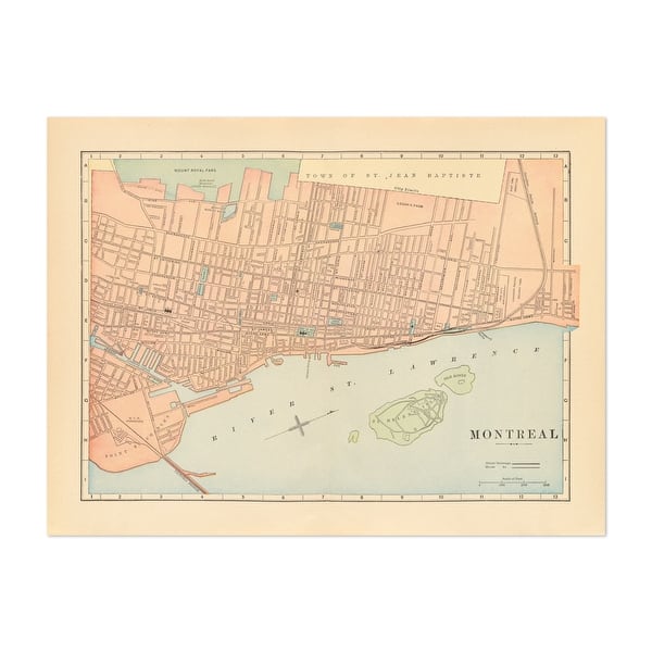 Map of Montreal Maps Retro Travel Vintage Art Print/Poster - Bed Bath ...