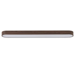 Modern Linear Flush Mount Ceiling Light Matte White Metal with Wood ...