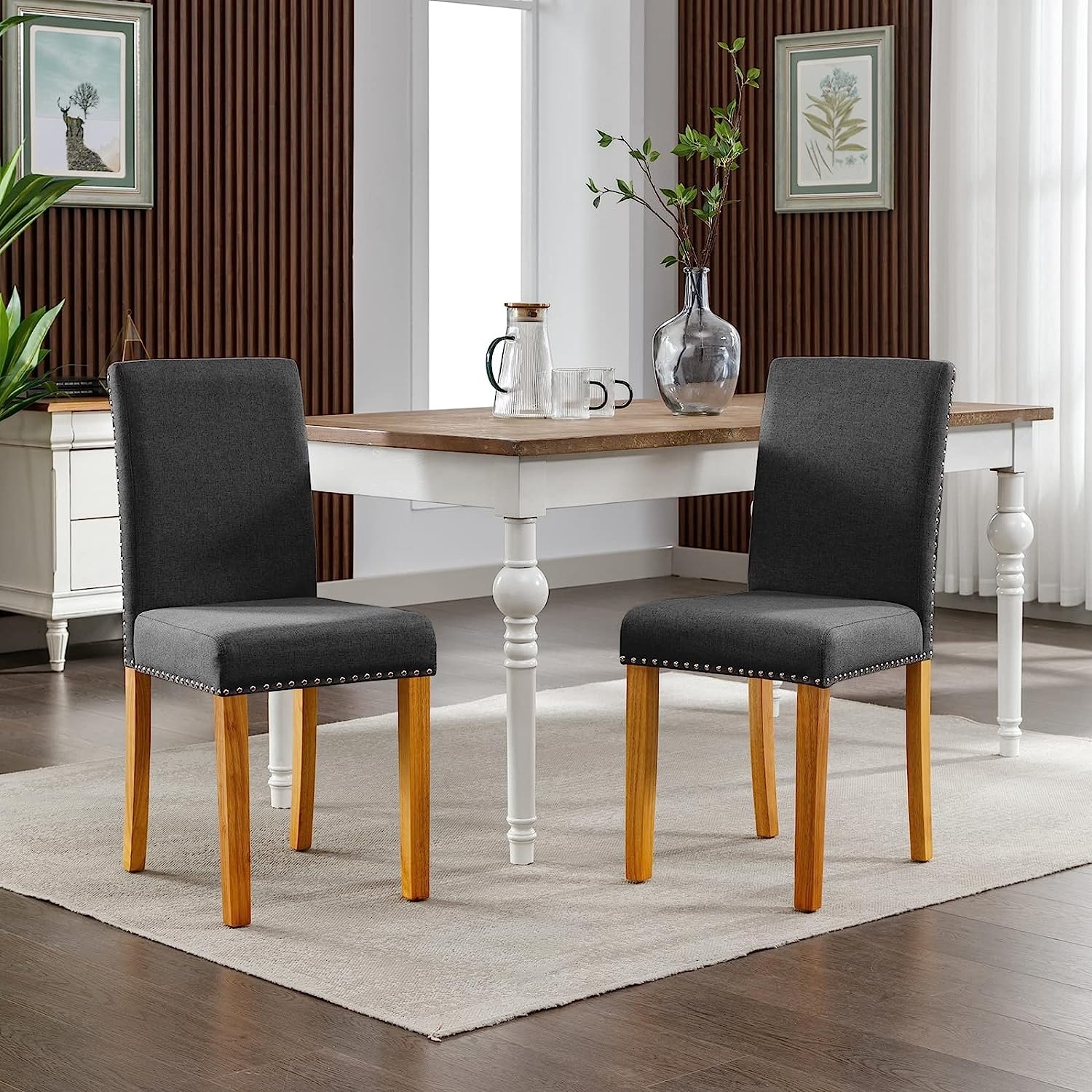 Grey dining room chairs with oak legs store