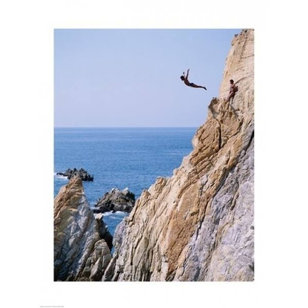 Male Cliff Diver Jumping Off A Cliff La Quebrada Acapulco Mexico Poster ...