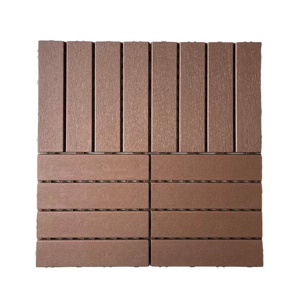 44-Piece Interlocking 12"x12" Square Plastic Flooring Tiles for Patio ...