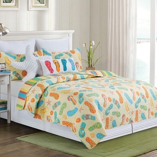 Sunny Splash Flip Flop Beach Quilt Set - Bed Bath & Beyond - 36627143