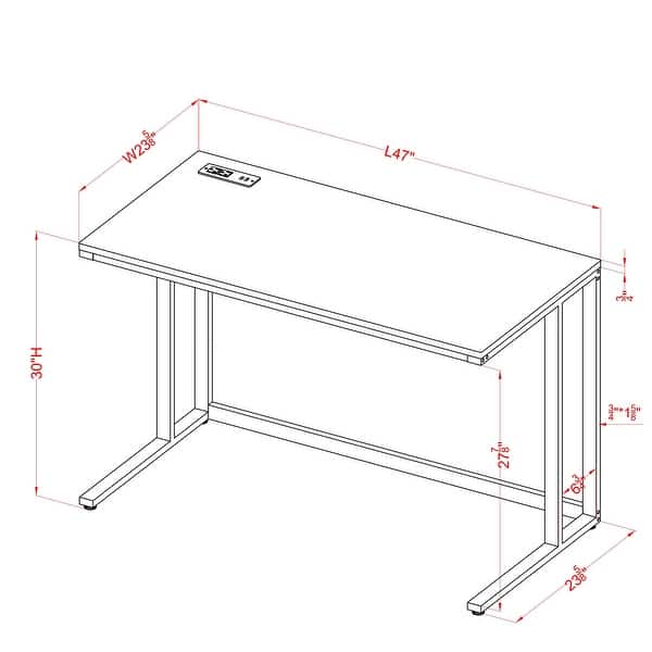 Lazzo Modern 47-inch Steel Computer Desk with USB Ports by Furniture of ...