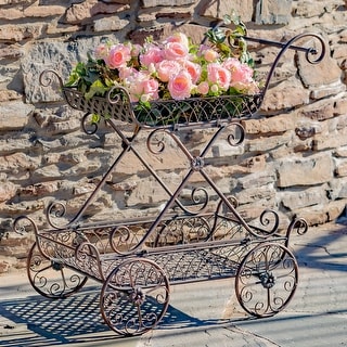 Two Tier Iron Flower Push Cart in Antique Bronze "Odesa 1794" - 21 ...