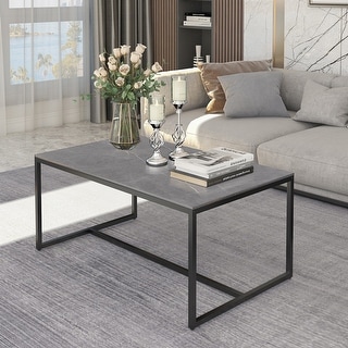 Sintered Stone Top Rectangle Coffee Table - 23.6" D x 39.4" W x 16.5" H ...