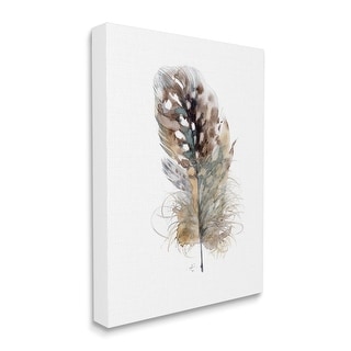 Stupell Speckled Bird Feather Study Brown Animal Watercolor Canvas Wall ...